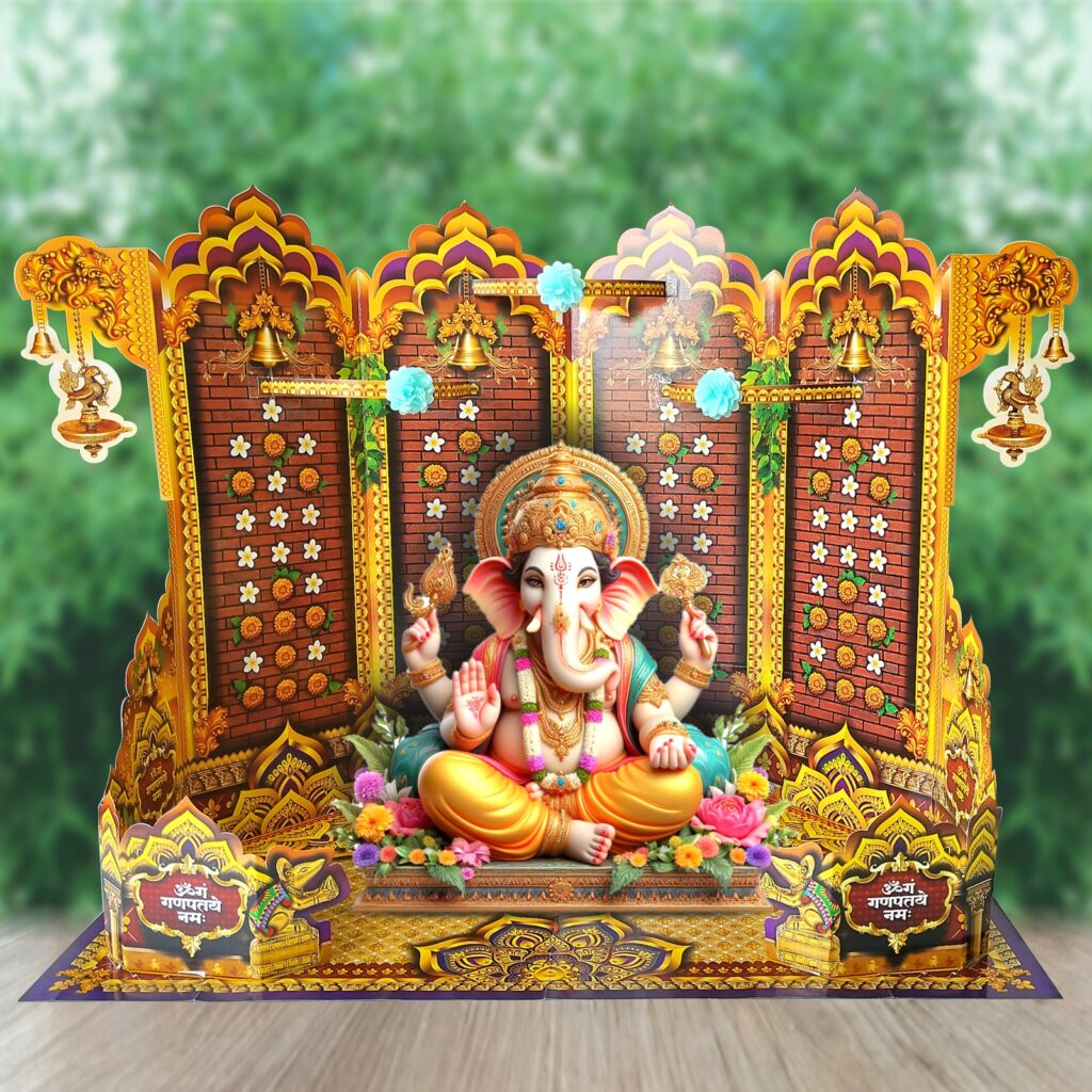 Shree Space Brick Mahal Makhar Ganpati 3D Paper Decoration
